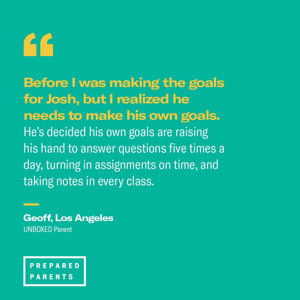 Goal setting quote by parent - Prepared Parents